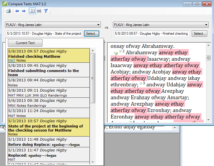 8 Seeing history and comparing versions | LingTranSoft Wiki